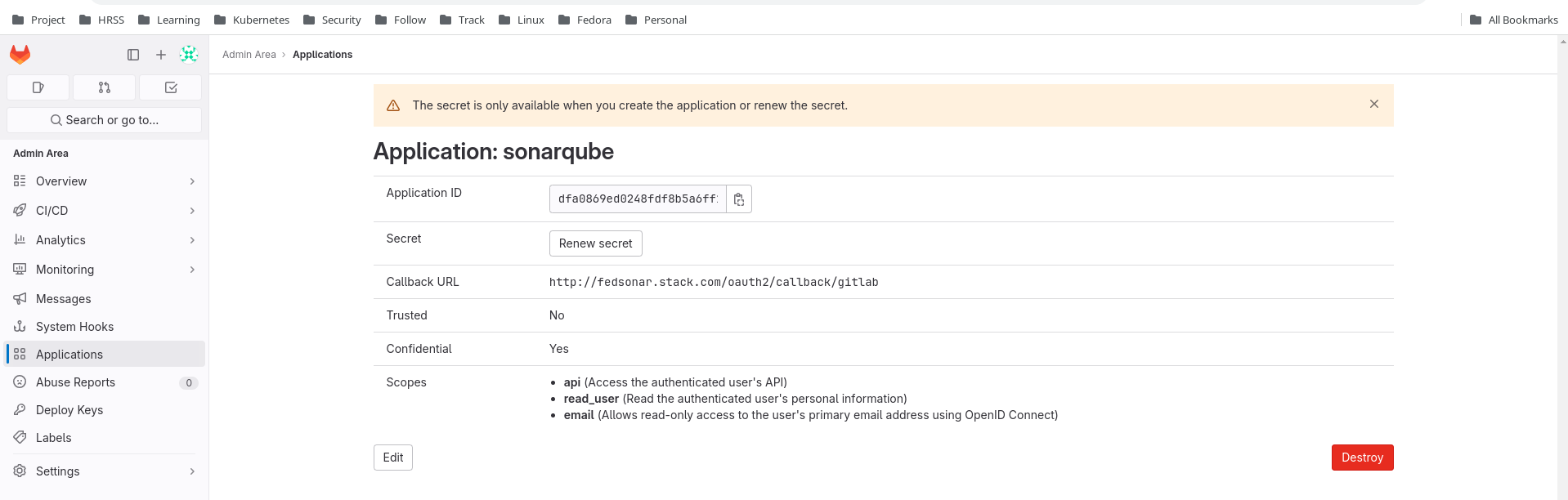 How to integrate Sonarqube with Gitlab using Oauth 2.0 - Middleware|Technologies