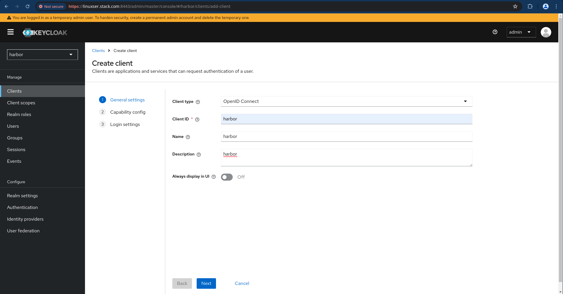 How to authenticate Harbor registry with Keycloak Open ID Connect - Middleware|Technologies