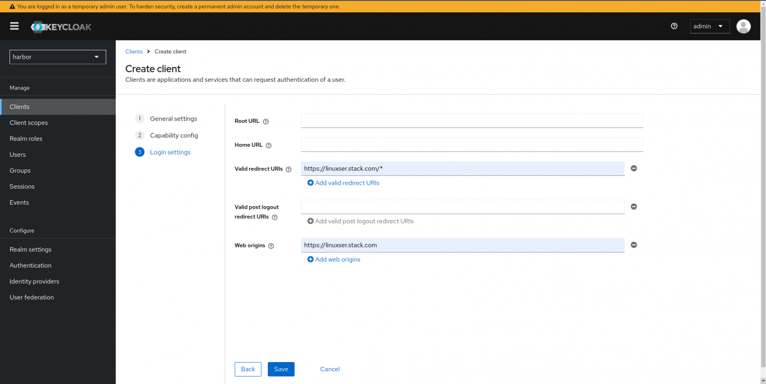 How to authenticate Harbor registry with Keycloak Open ID Connect ...